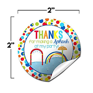 Splash Pad Birthday Party Thank You Sticker Labels for Boys, 40 2" Party Circle Stickers by AmandaCreation, Great for Party Favors, Envelope Seals & Goodie Bags