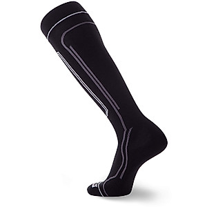 Pure Athlete Ultra-Thin Lightweight Ski Socks - Snowboarding Skiing Sock, Merino Wool (Small, 5 Pairs - Black)