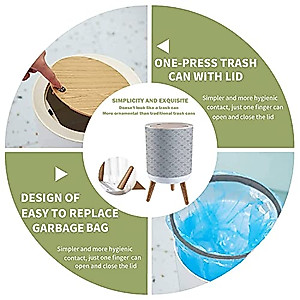 QOR88NJOG Trash Can with Lid Joystick Seamless Gamepad Video Game Controller Texture Wood Small Garbage Bin Waste Bin for Kitchen Bathroom Bedroom Press Cover Wastebasket 7L/1.8 Gallon