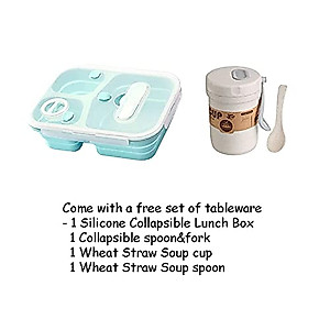 Lunch Bag Tote Bag for Women & Men -Set of 3 - Reusable Lunch Box Water-resistant Cooler Bag Insulated Lunch Container (Blue with Flowers)