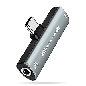 USB C to 3.5mm Audio Headphone Adapter and Charger, 2 in 1 USB C Headphone Jack HiFi DAC with 27W Fast Charging Dongle Adapter Compatible with Galaxy S23 Ultra/S22+/A53/Note 20, Pixel 7/7Pro/6/6Pro/5