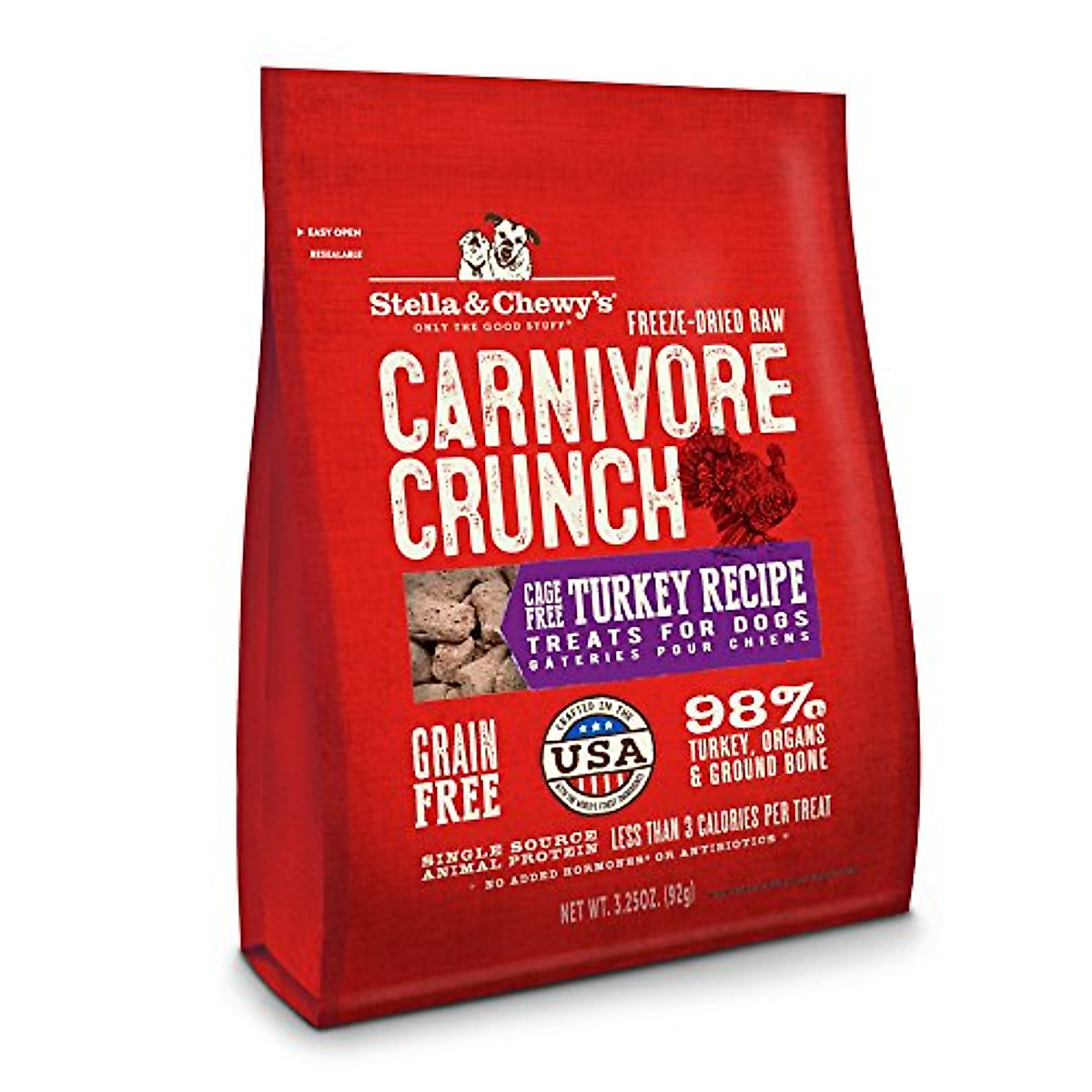 Stella & Chewy's Freeze-Dried Raw Carnivore Crunch Cage-Free Turkey Recipe Dog Treats – 3.25 oz. Bag
