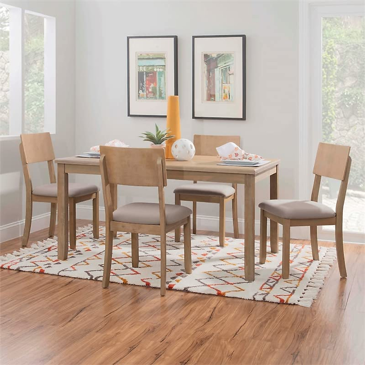 Linon Jordan Wood Dining Table in Washed Gray