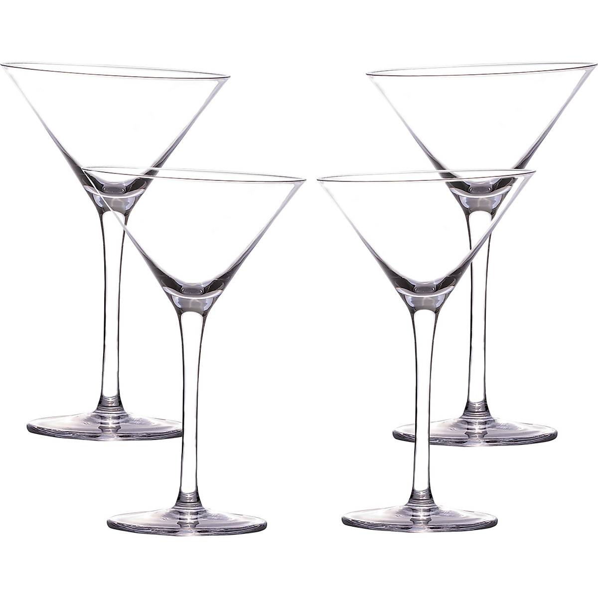 LEMONSODA Slanted Martini Glasses Set of 4- Crystal Clear Martini Glass Gift Set- Tall Cosmo Cocktail-Hand Blown Bar Glasses for Cosmopolitan, Margarita, Manhattan, Gimlet (Set of 4)