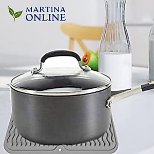 Martina Online Large 12¨x 16¨ Silicone Dish Drying Mat, kitchen, Elegant gray , Easy Clean Sink Mat Large Heat-resistant Dish Drainer Mat for Kitchen Counter, Sink