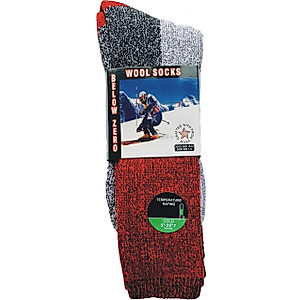 Diamond Star Merino Wool Socks 6 Pairs Thermal Socks Insulated for Cold Weather Winter Socks For Men & Women 10-13 (3 Black,1Red,1Grey,1Royal Blue)