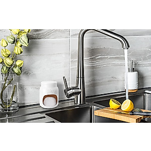 Sweese 816.101 Porcelain Mason jar Sponge Holder for Kitchen Sink, Modern Farmhouse Kitchen Accessories, Sink Caddy Gift for Family, Friends, and Collectors, White