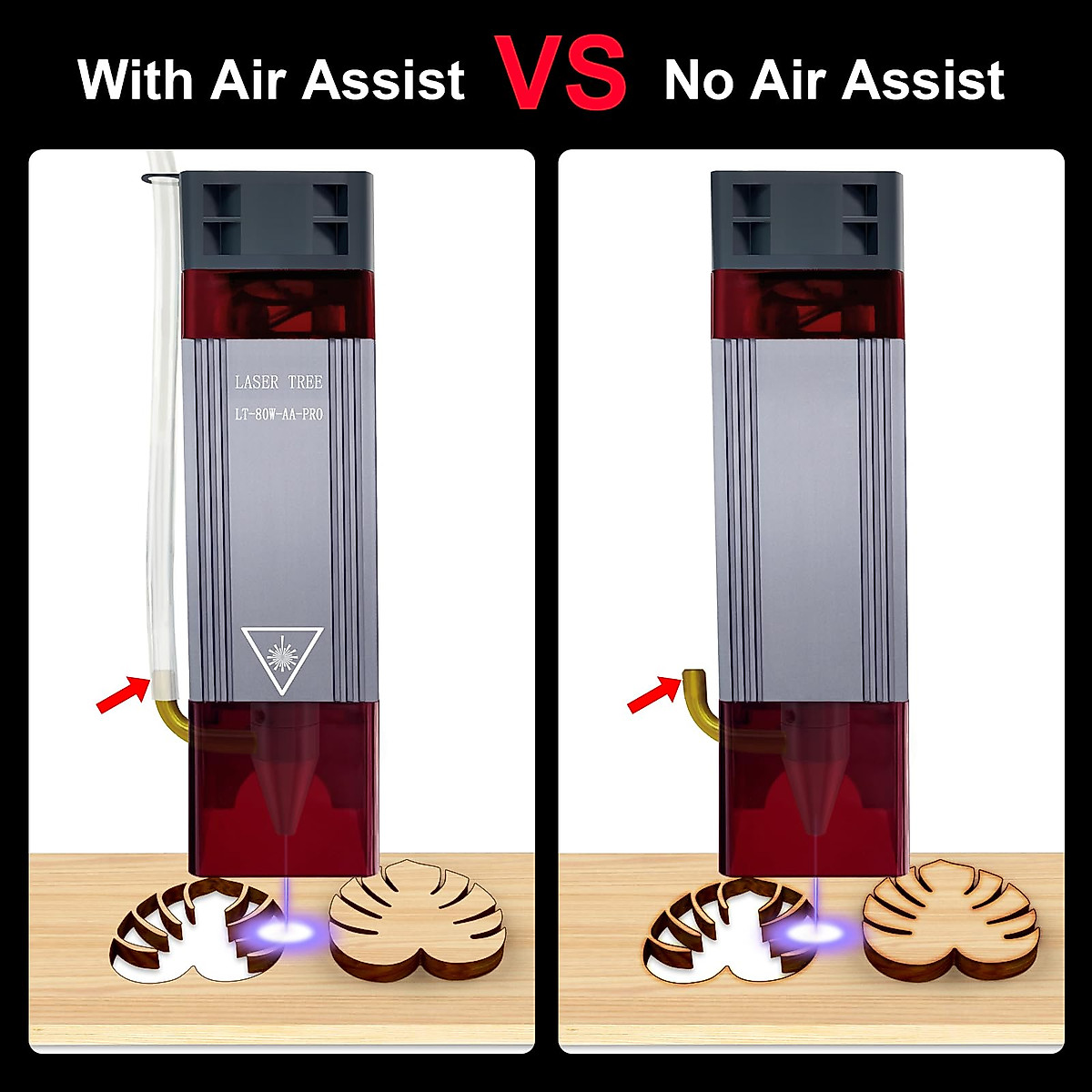 LASER TREE Laser Engraver Module, 80W Laser Engraving Cutting Module for Wood and Metal, 10W Output Power, FAC Ultra Accurate Laser Module with Air Assistance, 45mm Fixed-Focus Laser Cutter Module 12V