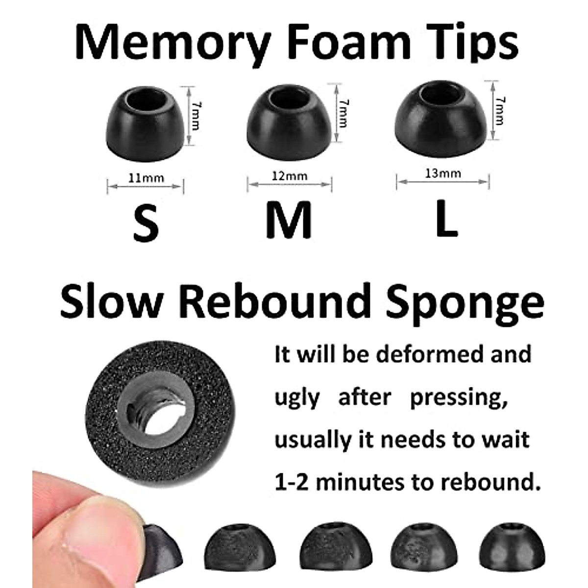 A-Focus 【Ear Tips & Hooks Kit】 Compatible with Beats Studio Buds/Fit Pro【 Memory Foam & Silicone 】, Soft Comfortable Noise Reduce Earbuds Wingtip Gel Compatible with Beats Flex, 21423H Black