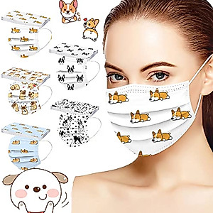 50PCS Colorful Cat Paws Disposable Printed Face_Masks for Adult,3-Ply Protective,Cute Animal Cat Dog Pet Footprint (Large, Dog Paw #1)