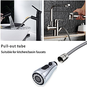 Spray Hose for Kitchen Faucets, Pull Down Replacement, Kitchen Sink Faucet Pull-Out Spray Replacement Hose， 59-inch Chrome Finish