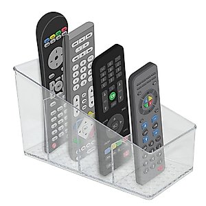Senbus TV Remote Control Holder Organizer Box with 4different heights Compartments,Desktop Caddy Storage Stand Organizer for Remote Controllers, Office Supplies, Makeup Brush, Media Accessories
