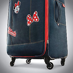 American Tourister Disney Softside Luggage with Spinner Wheels, Minnie Mouse Denim, Checked-Large 28-Inch