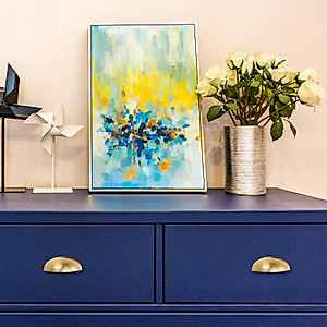 goldenwarm 10 Pack 3 in Light Brass Bin Cup Pulls Brushed Gold Cabinet Pulls Gold Cup Drawer Dresser Hardware Closet Door Pulls