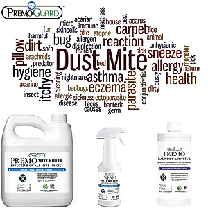 Mite Killer Spray by Premo Guard 32 oz – Treatment for Dust Spider Bird Rat Mouse Carpet and Scabies Mites – Fast Acting 100% Effective – Child & Pet Safe – Best Natural Extended Protection