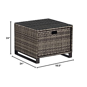 Tommy Hilfiger Oceanside Patio Rattan Outdoor Furniture Collection with All-Weather Brown Resin Wicker Frame, Porch or Pool, Garden, Side Table