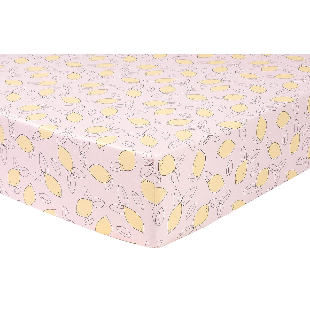 Trend Lab Modern Baby Crib Bedding Set for Girls | Lemon Floral 4 Piece Nursery Décor Quilt, 2 Fitted Crib Sheets, and Dust Ruffle Skirt - Pink, Yellow. Green, 80010