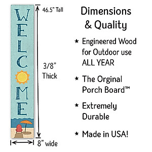 My Word! Tall Outdoor Welcome Sign / Porch Leaner, 46.5" Rustic Farmhouse Sign, Blue, Composite, Large: 8"x46.5", 3 lbs, Welcome, Lean or Hang, Porch, Wall Decorative Sign