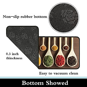 Colorful Spices Wooden Spoons Kitchen Rug Non-Slip Kitchen Mats Bath Runner Doormats Area Mat Rugs Carpet for Home Decor 39" X 20"