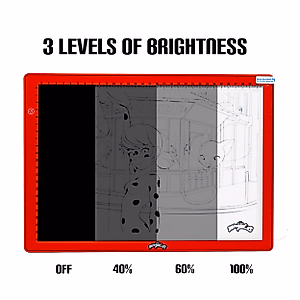 Miraculous Ladybug Portable LED A4 Light Pad Drawing Kit with Neoprene Case - Ultra-Thin USB Tracing Pad, Adjustable Light Box & 5 Coloring Pages - Art, Sketching, Tracing Tool (Ladybug)