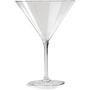 Carlisle FoodService Products 564607 Alibi Shatter-Resistant Plastic Martini Glass, 9 oz., 6.63" Height, 2.88" width, 2.88" Length, Polycarbonate (Pc), Clear