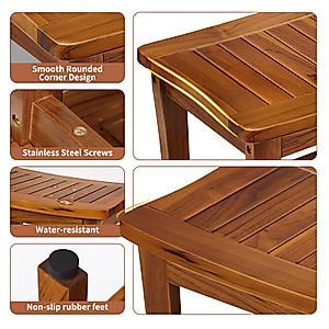 TEAKMAMA 20" Teak Shower Bench Waterproof Wood Shower Chair for Inside Shower Teak Stool with Shelf for Bathroom Sturdy Shower Seat for Elderly, Assembly Required