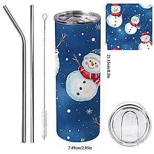 Medpol Christmas Snowman tumbler with lid and straw 20 oz insulated tumbler cups Christmas Snowman insulated travel coffee mugs for women cute sippy cups stainless insulated travel cups