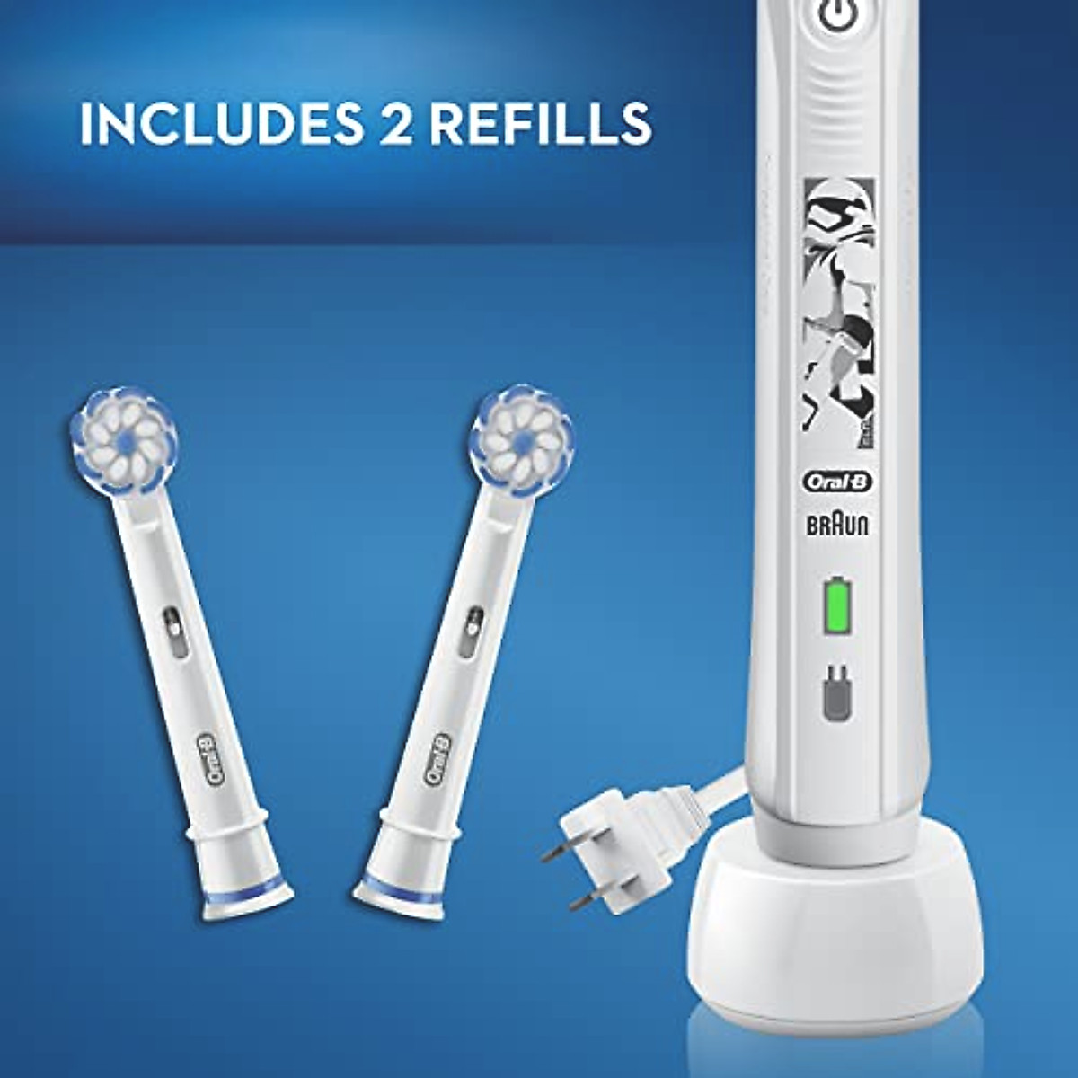 Oral-B Kids Electric Toothbrush with Replacement Brush Heads, Featuring Star Wars, for Kids 6+