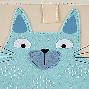 3 Sprouts Large 13 Inch Square Children's Foldable Fabric Storage Cube Organizer Box Soft Toy Bin 2 Piece Bundle with Blue Cat, Pet Hedgehog Designs