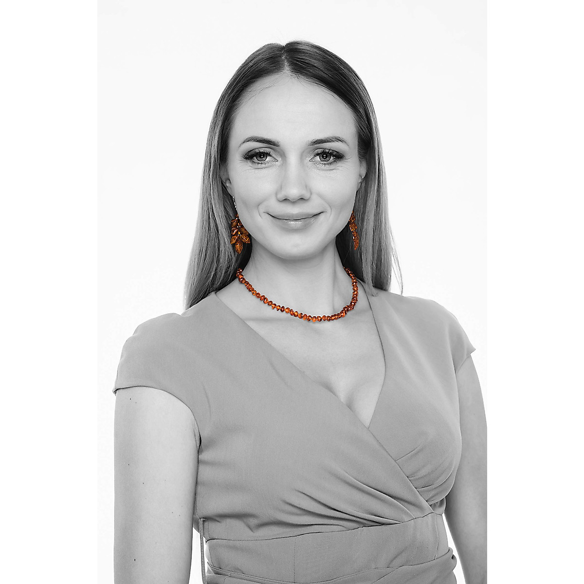 AMBERAGE Natural Baltic Amber Necklaces for Women - Hand Made from Polished/Certified Baltic Amber Baroque Beads/Quality Guaranteed (3 colors) (45cm- 17.72INCH) (COGNAC)