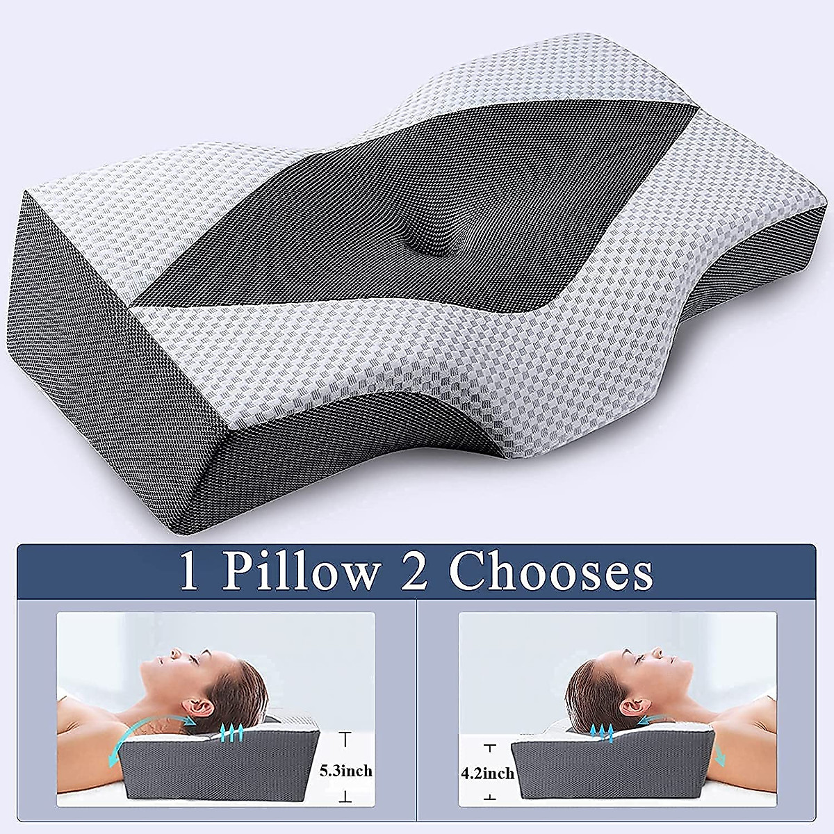 Cervical Neck Pillow for Neck Pain, IKSTAR Memory Foam Neck Pillow for Sleeping, 2 in 1 Ergonomic Pillow for Neck Shoulder Pain Relief, Orthopedic Pillow for Side, Back, Stomach Sleepers [U.S .Patent]