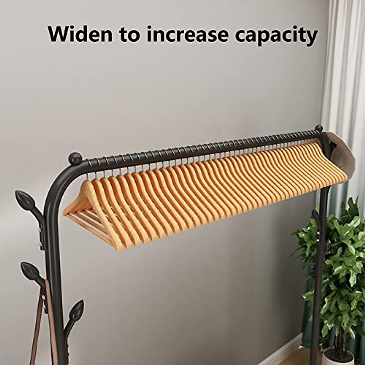 Iron Clothing Rack with Good Load-bearing, Garment Rack with Bottom Shelves, Sturdy Coat Rack for Hanging and Drying Clothes, Shirts and Blanket, 59.06" x 43.31" x 16.93" (Black)