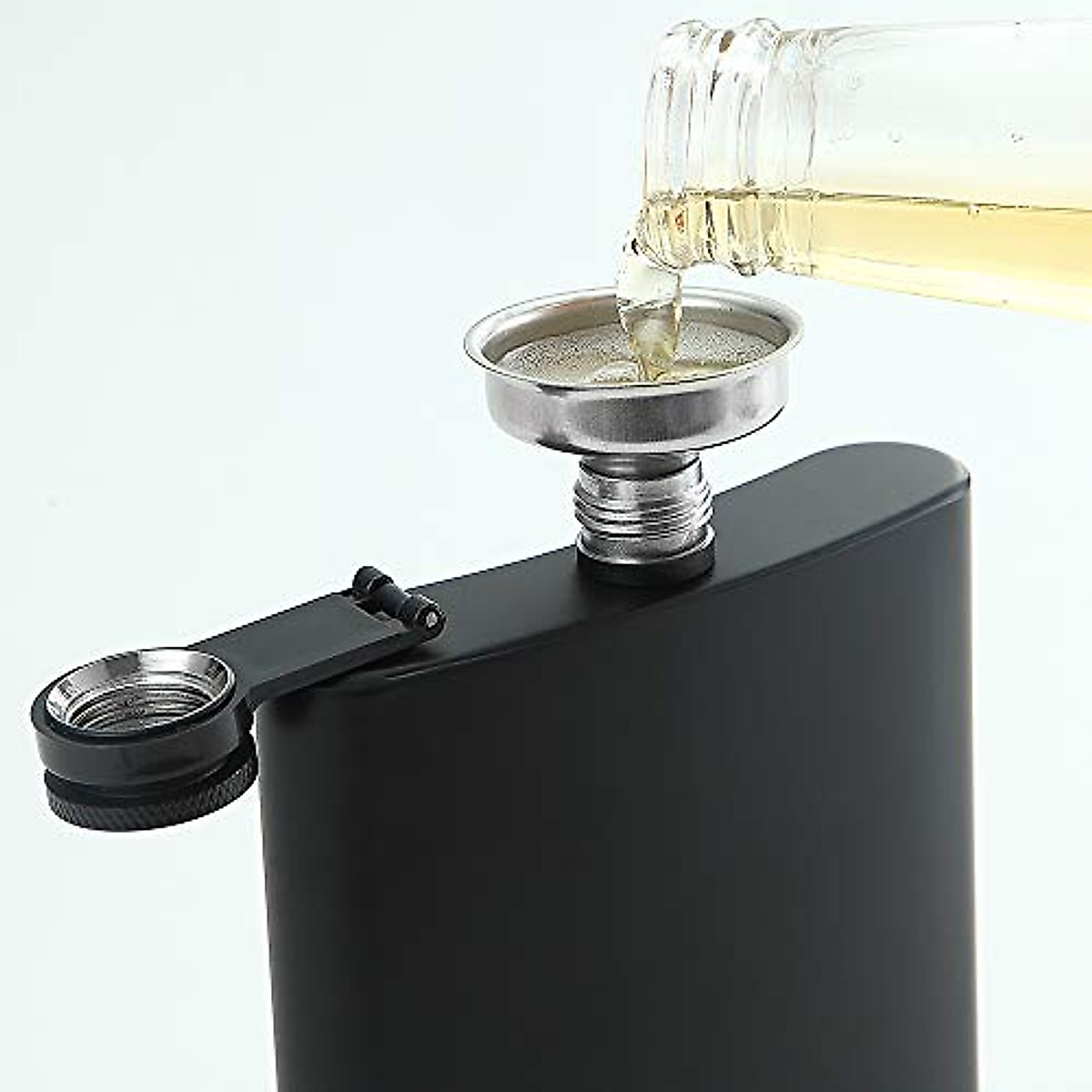 YWQ 6 Pcs Hip Flask for Liquor Matte Black 8 Oz Stainless Steel Leakproof with Funnel, Great Gift Idea Flask