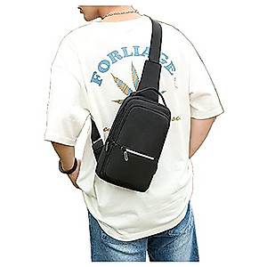 YERCHIC Small Sling Backpack Multipurpose Crossbody Chest Shoulder Bag Travel Hiking Daypack with Reflective Strip (Black)