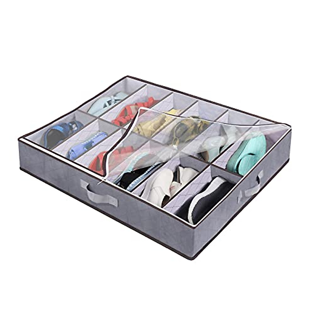 2 Pack Under Bed Shoe Storage Organizer Bag with Lid and Zipper Foldable Underbed Storage Container Under Bed Shoe Storage Solution 80×63×15cm