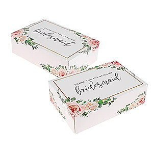 Bridesmaid Thank You Box Set {6 Pack} 1 Maid of Honor Thank You Box and 5 Bridesmaid Thank You Boxes I Thank You For Being My Bridesmaid | Bridesmaid Box for Bridesmaid Gifts | Floral Style