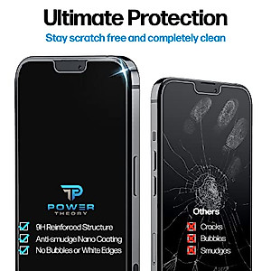 Power Theory Designed for iPhone 13 Pro/iPhone 13 Screen Protector Tempered Glass [9H Hardness], Easy Install Kit, 99% HD Bubble Free Clear, Case Friendly, Anti-Scratch, 2 Pack