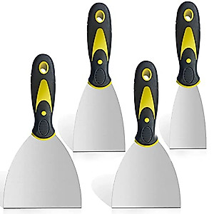 4 Pack Putty Knife Scraper, 2" 3" 4" 5" Putty Knife Set, Stainless Steel Putty Knife Scraper, Wallpaper Scraper Paint Scraper Tool for Spreading Drywall Spackle & Mud, Taping, Scraping Paint