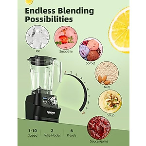Nuwave Infinity Commercial Blender, Heavy-Duty Smoothie Blender w/ 2.5HP Copper Motor & Laser-Cut Blades, Last 100 Years, Quick Ice Crushing, 64oz Tritan Jar, NSF Certified, 10 Speeds, Self-Cleaning