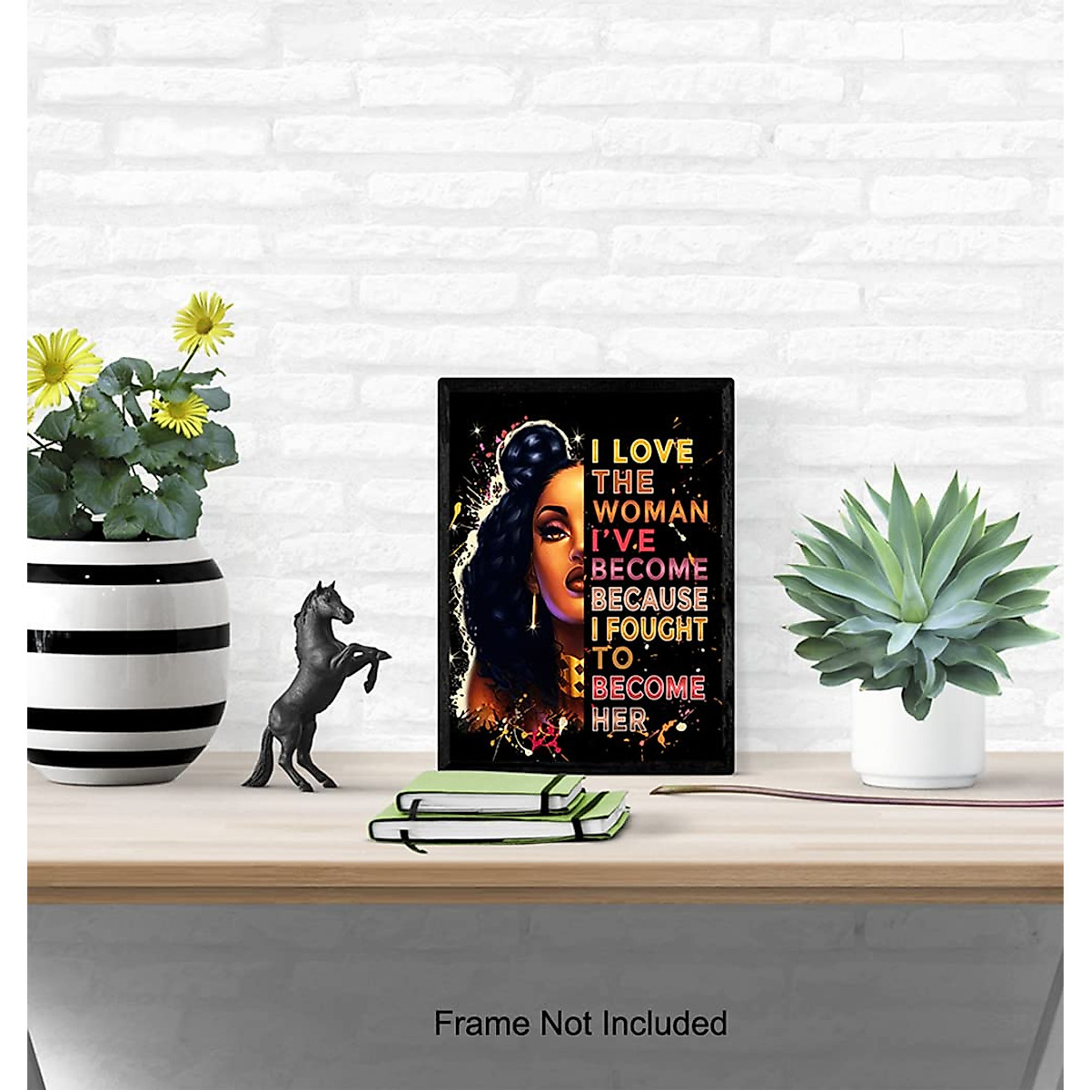 African American Wall Art Motivational Poster 8x10 - Black Art - Wall Art Black Women - Positive Inspirational Quotes Decor - Encouragement Gifts for African American Women - Afrocentric Wall Art