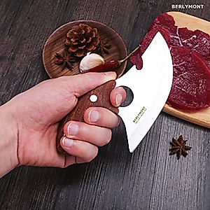 Viking Knife with Sheath Boning Knife Small Meat Knife Full Tang Butcher Knife Portable Outdoor Camping Knife with Bottle Opener & Sharpener Small Portable Knife Mini Cleaver Curved Knife for Camping