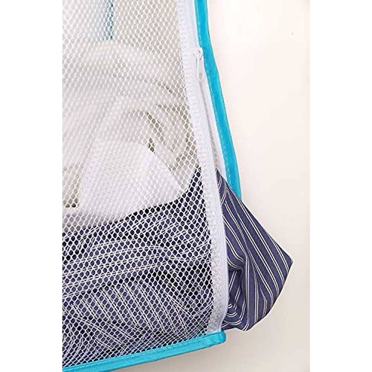 Store & Score Over The Door Hanging Kids Fun LED Basketball Light-Up Collapsible Mesh Laundry Hamper Basket, Toy Chest, Heavy Duty Metal Hooks Included. Patent Pending