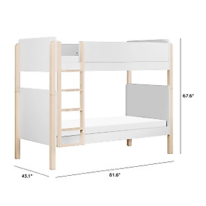Babyletto Tiptoe Bunk Bed in White and Washed Natural