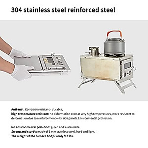 XCMAN Camping Wood Stove | Backpacking Stove | Small Tent Stove Portable Tiny Wood Burning Stove for Tents, Ice fishing Tent, and Camping Precision Stainless Steel Construction, Includes Chimney Pipe