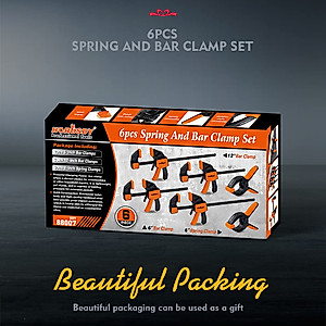 HORUSDY 6-Pack Wood Clamps for Woodworking, 12" and 6" Bar Clamps, Wood Working Clamps Sets, Quick Clamps F Clamp with 150 LBS Load Limit (6-Pack Wood Clamps)