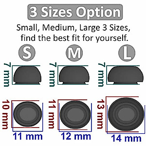 3 Pairs Compatible with AirPods Pro and Pro 2 Ear Tips Buds, Small Medium Large 3 Size Silicone Rubber Eartips Earbuds Gel Cover Accessories Compatible with AirPods Pro 2 and Pro - S/M/L Black