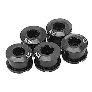 VBESTLIFE Bike Chainring Bolts Kit, 5Pcs 7075 Aluminum Alloy Ultra Light Single Chainring Bolts for Road Mountain Bike(Black)