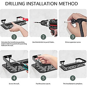 M MINCYCLE Shower Caddy Bathroom Organizer, Wall Mount Shower Organizer with Hooks,Adhesive Shower Rack No Drilling,Rustproof Shower Shelves for Bathroom Storage Black 2 Pack