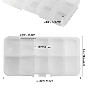 XINMEIWEN 4Pcs 10 Little Grids Plastic Organizer Storage Box with Removable Dividers for Jewelry Ring Beads Ornament Crafts and Thread (5.1 x 2.6 x 0.8”, White)