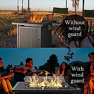 Fire Pit Wind Guard Square, 14 x 14 x 6 Inches Glass Wind Guard for Fire Pit Square